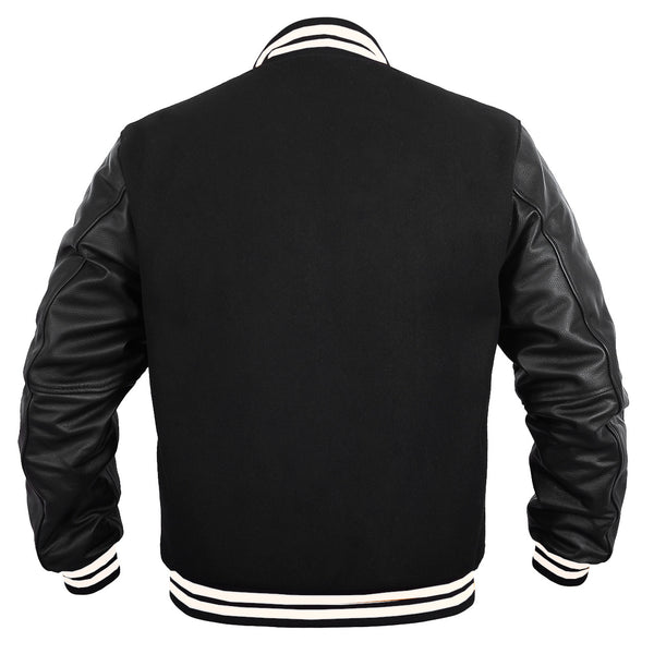 Women Varsity Jacket Wool Body + Genuine Leather Arm Sleeves Baseball ...